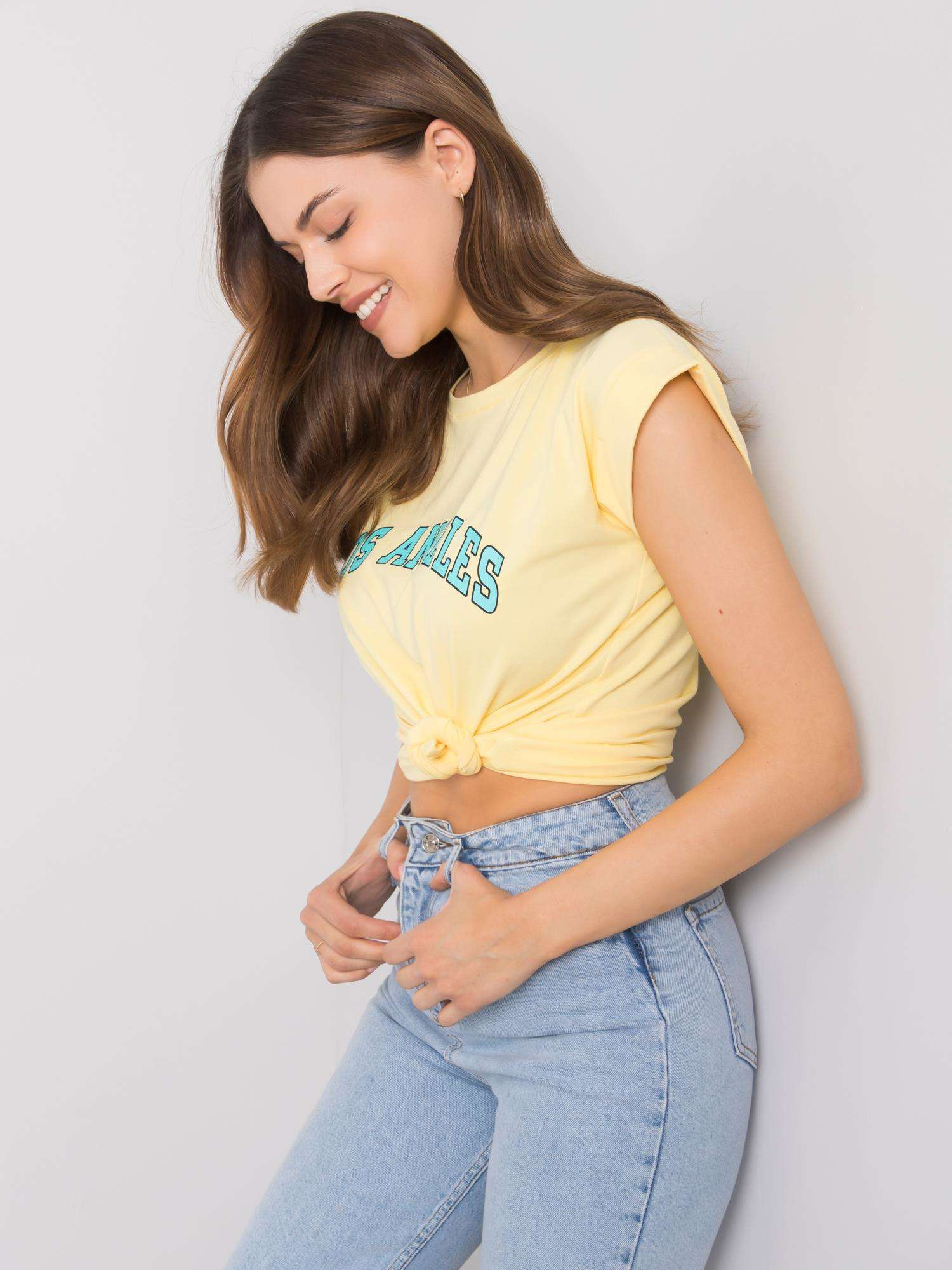 Żółty t-shirt z napisem Tessa RUE PARIS